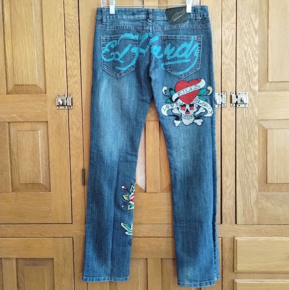 Extremely Rare! Vintage Ed Hardy Embroidered Skull An… - Gem